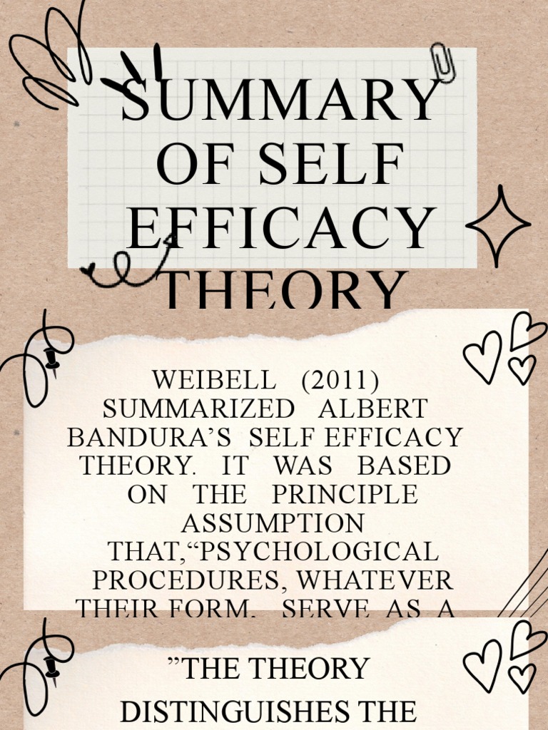 Summary of Self Efficacy Theory | PDF | Self Efficacy | Psychological Theories