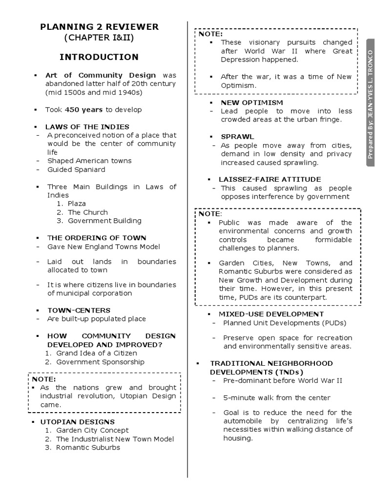 Planning 2 Reviewer (Chapter I&ii) | PDF | Zoning | Urban Sprawl