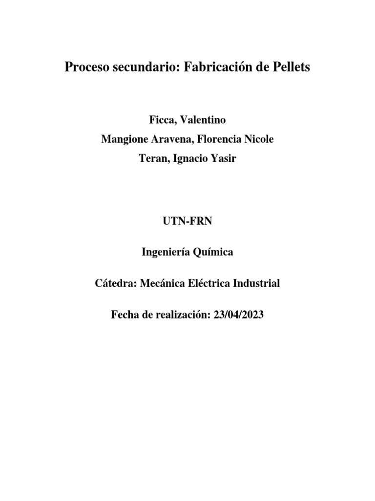 Proceso de Fabricación de Pellets | PDF | Sólido | Gases