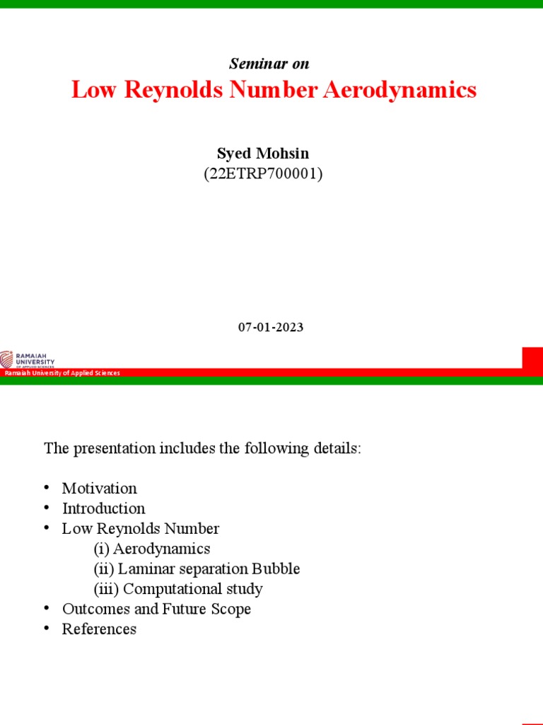Low Reynolds Number Aerodynamics: Seminar On | PDF | Airfoil | Lift (Force)