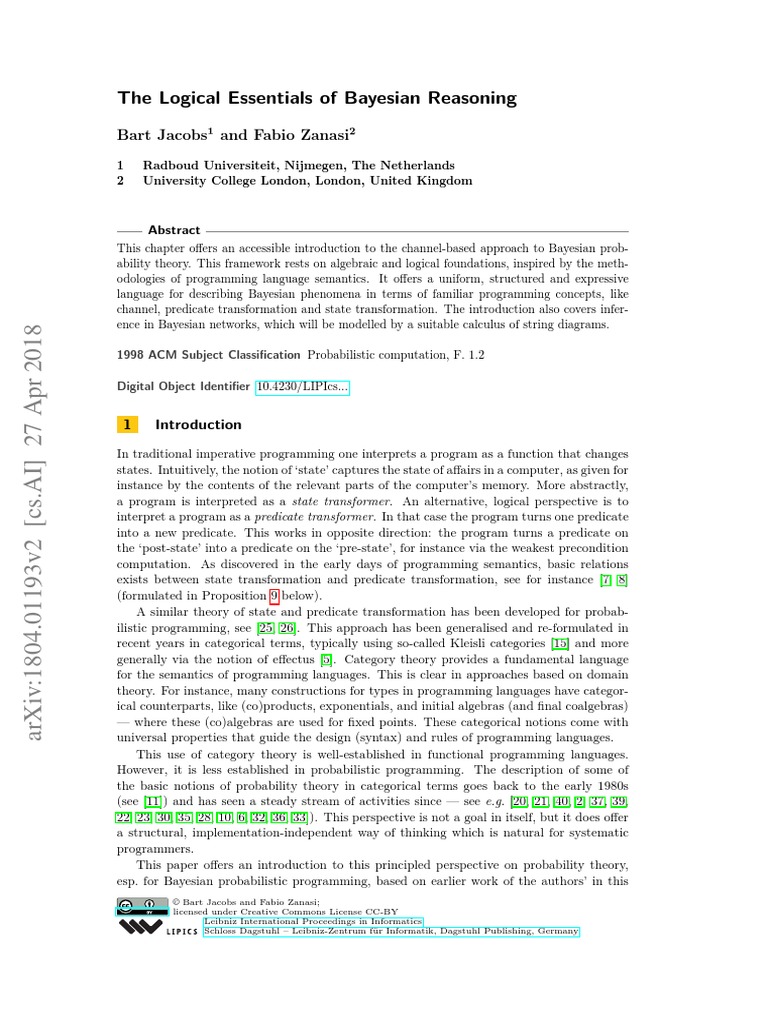 The Logical Essentials Of Bayesian Reasoning Pdf Fuzzy Logic Bayesian Network