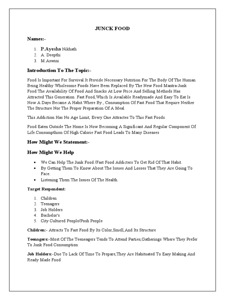 Junck Food 1 | PDF | Junk Food | Healthy Diet