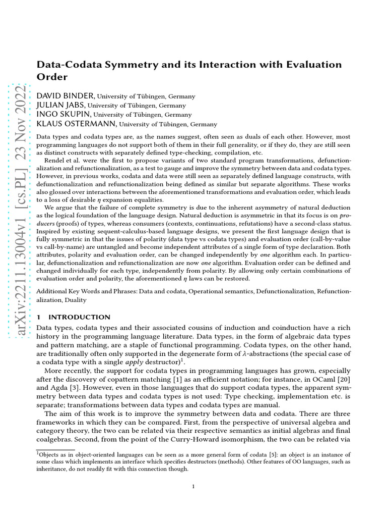 Data-Codata Symmetry in Evaluation | PDF | Symmetry | Asymmetry
