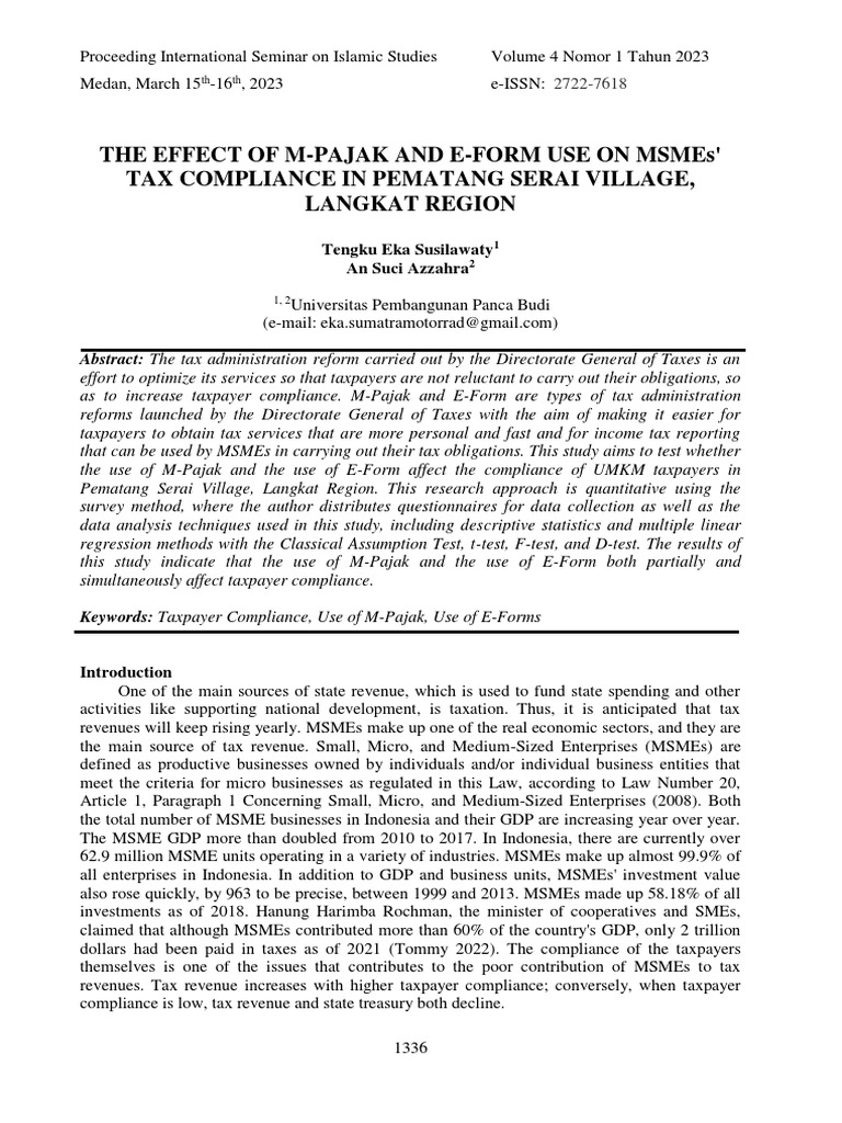 M-Pajak and E-Form Impact on MSME Tax Compliance | PDF | Multicollinearity | Taxes