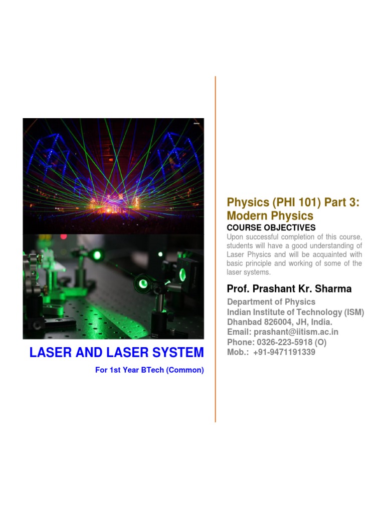 Laser and Laser System: Physics (PHI 101) Part 3: Modern Physics | PDF ...