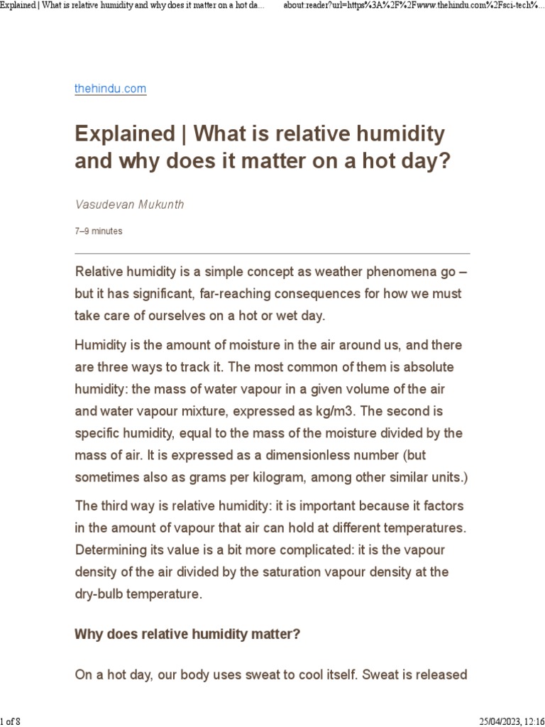 Humidity | PDF | Humidity | Atmospheric Thermodynamics