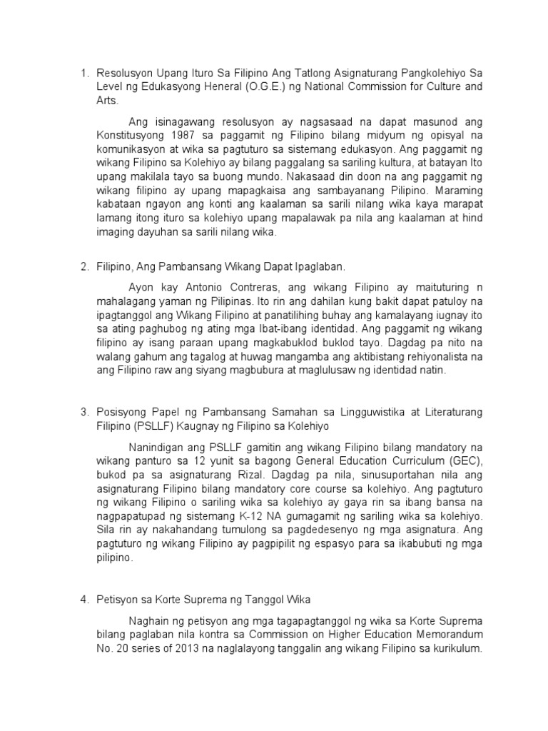 Resolusyon Upang Ituro Sa Filipino Ang Tatlong Asignaturang ... Resolusyon Upang Ituro Sa Filipino Ang Tatlong Asignaturang ...
