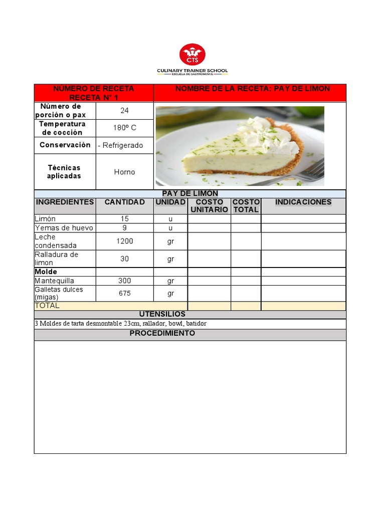 EJEMPLO DE RECETA ESTÁNDAR (2) | PDF