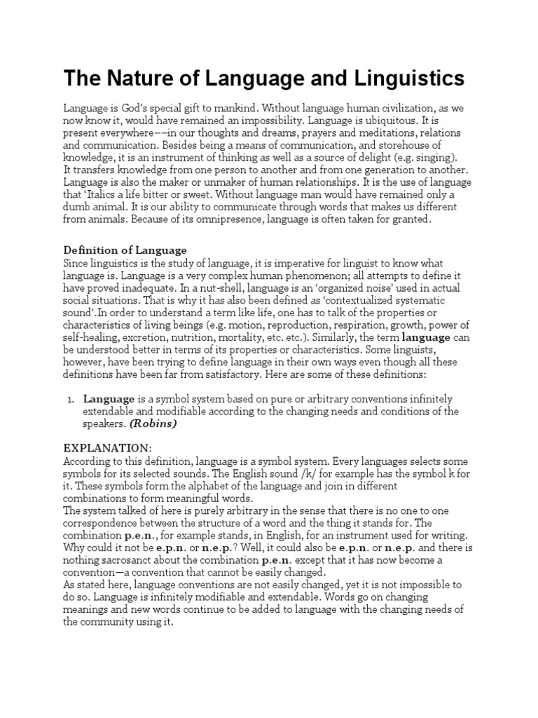 The Nature of Language | PDF | Communication | Word