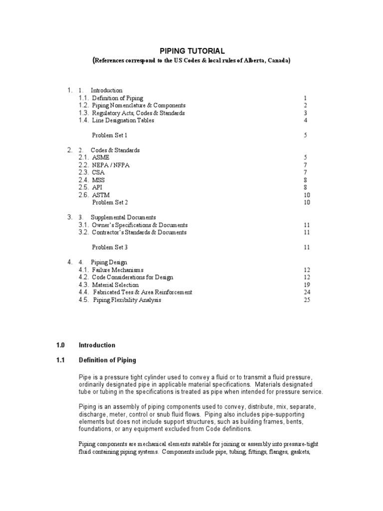 Piping Tutorial | PDF | Pipe (Fluid Conveyance) | Pipeline Transport