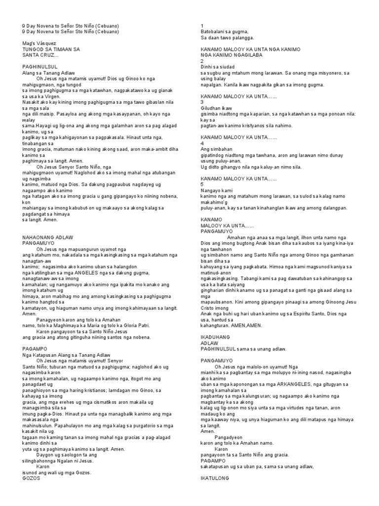 9 Day Novena To Señor Sto Niño | PDF