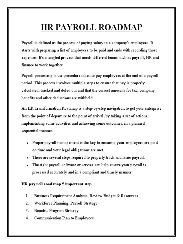 HR Payroll Roadmap | Download Free PDF | Strategic Management | Payroll