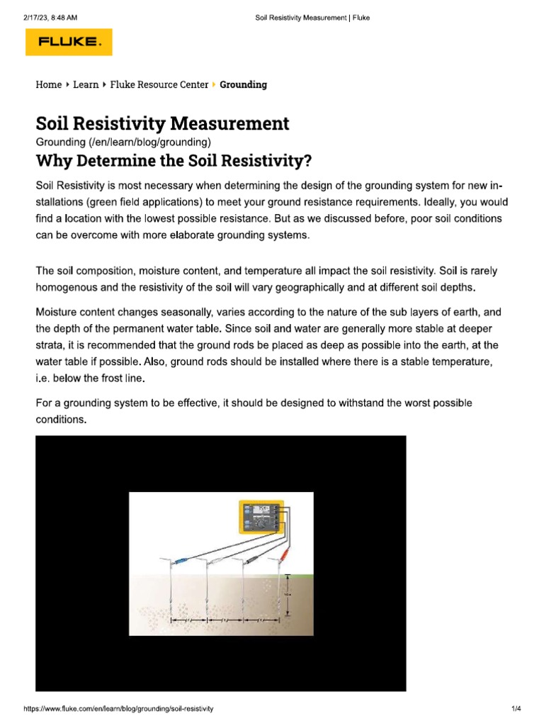 Fluke Metre Measurement of Soil Resistivity | PDF