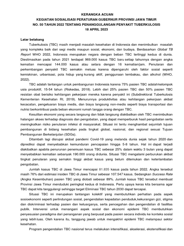 Rev TOR Sosialisasi Pergub Jatim No 50 Tahun 2022 TTG Penanggulangan ...