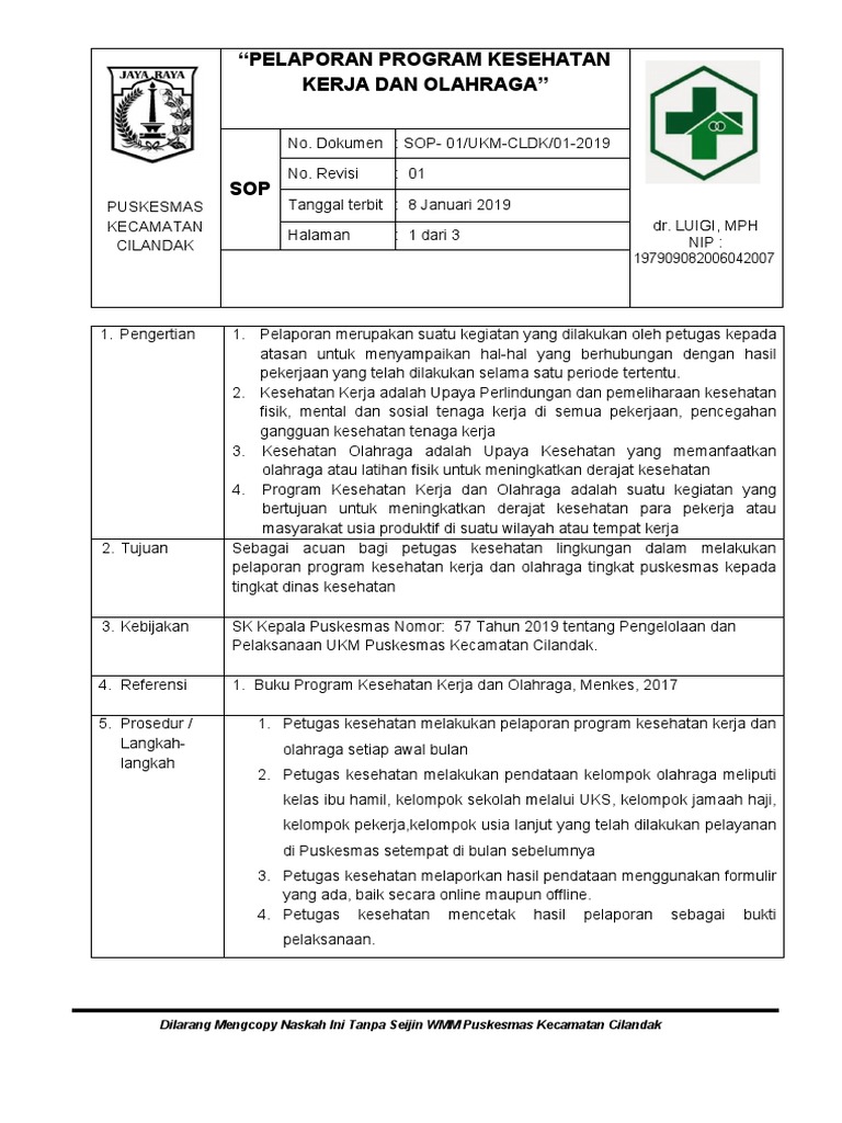 Sop Pelaporan Kesjaor | PDF