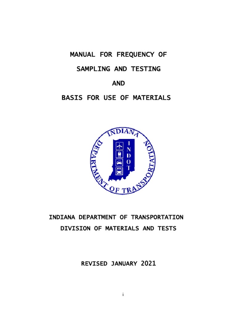 Manual For Frequency of Sampling and Testing and Basis For Use of ...