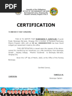 RSBSA Barangay Certificate | PDF