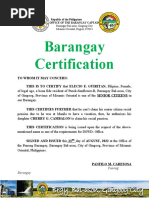 Barangay Certification-Interposing No Objection | PDF