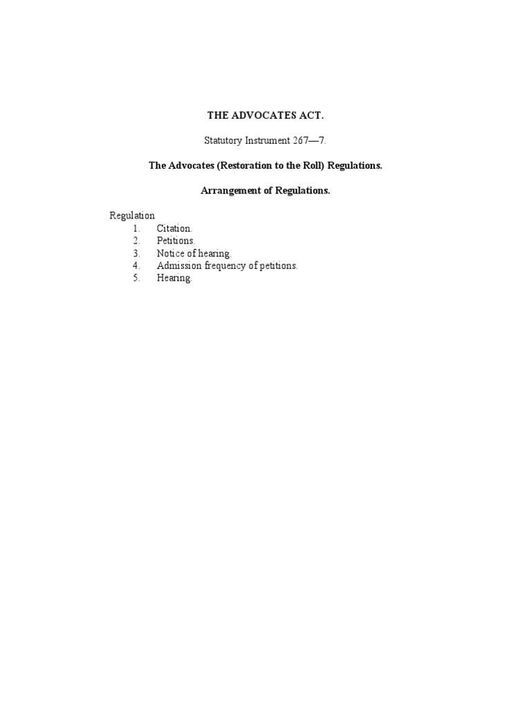 Advocates Restoration to the Roll Regulations | PDF | Technology ...