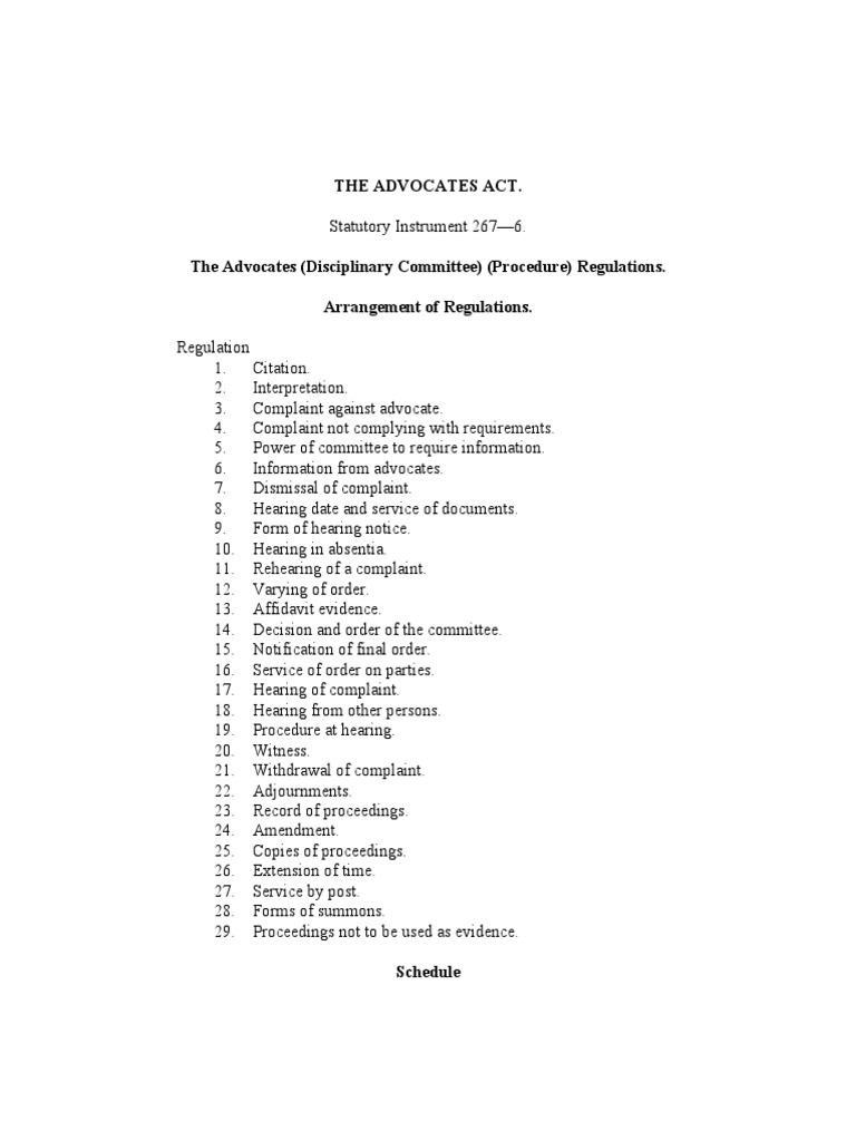 Advocates Disciplinary Committee Regulations | PDF | Summons | Affidavit