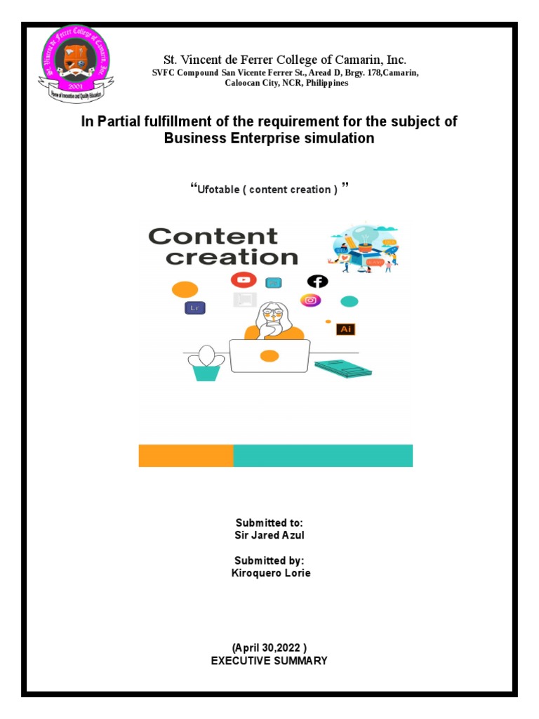 In Partial Fulfillment of The Requirement For The Subject of Business ...