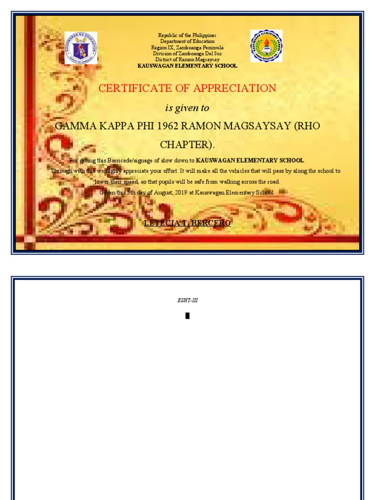 Certificate of Appreciation | PDF