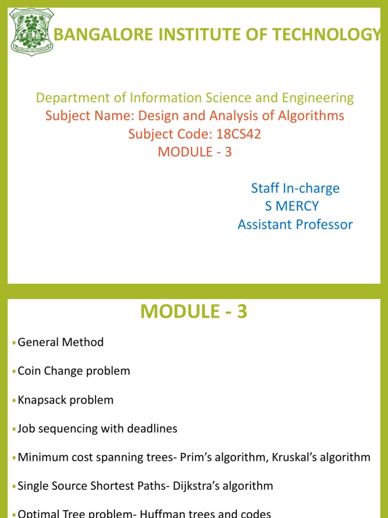 DAA Module 3 Power Point-S.Mercy | PDF | Code | Computer Science DAA Module 3 Power Point-S.Mercy | PDF | Code | Computer Science