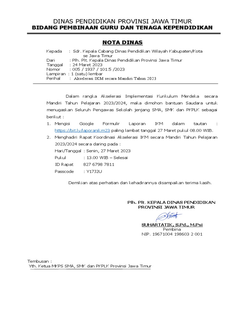 NOta Dinas - IKM SCR Mandiri FIX | PDF