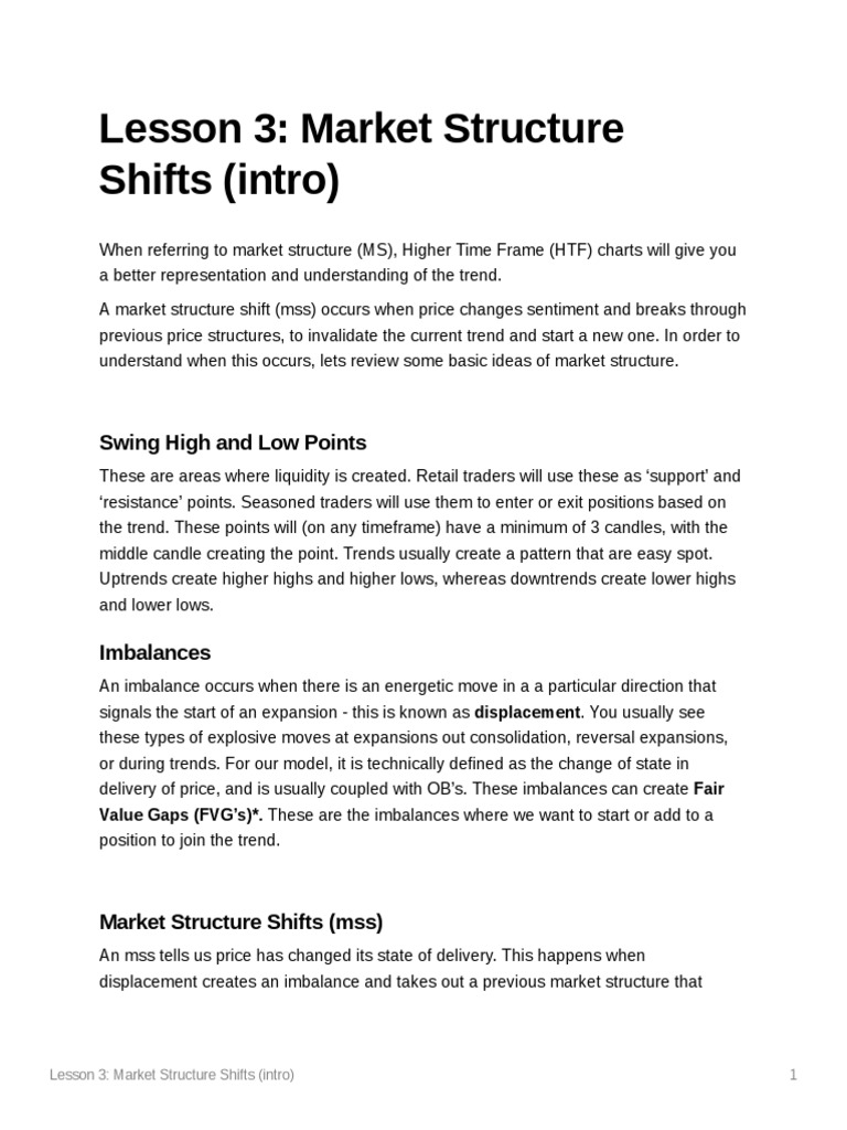 Lesson 3 Market Structure Shifts Intro | PDF | Market Liquidity | Economies