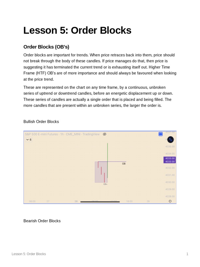 Lesson 5 Order Blocks-1 | PDF | Market Trend | Market Liquidity