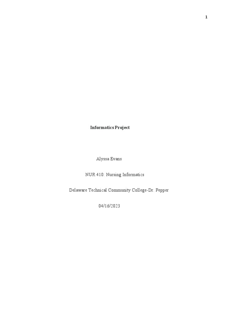 Informatics Project Pdf Patient Safety Health Informatics