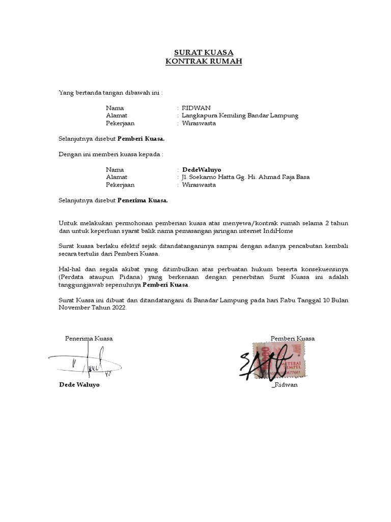 Format Surat Kuasa | PDF