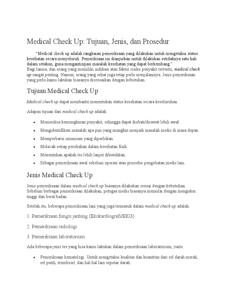 Medical Check Up | PDF
