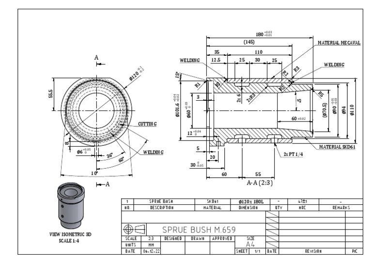 Sprue Bush M.659: 180 (145) Material Mecaval | PDF