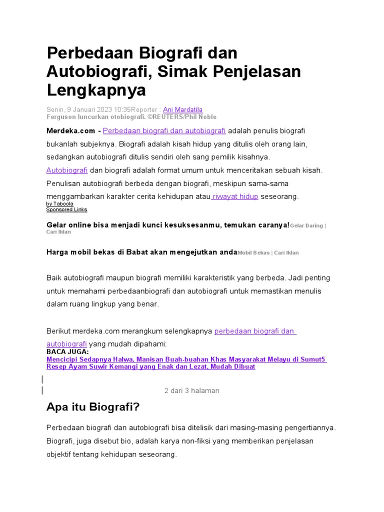 Perbedaan Biografi Dan Autobiografi Pdf