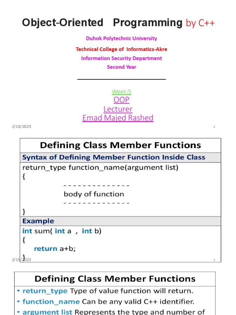 Object Oriented Programming By C Lec 5 Download Free Pdf Programming Constructor Object 
