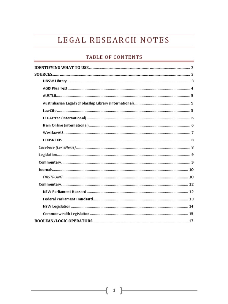 LAWS1052 Legal Research Notes | PDF | Bill (Law) | Lexis Nexis