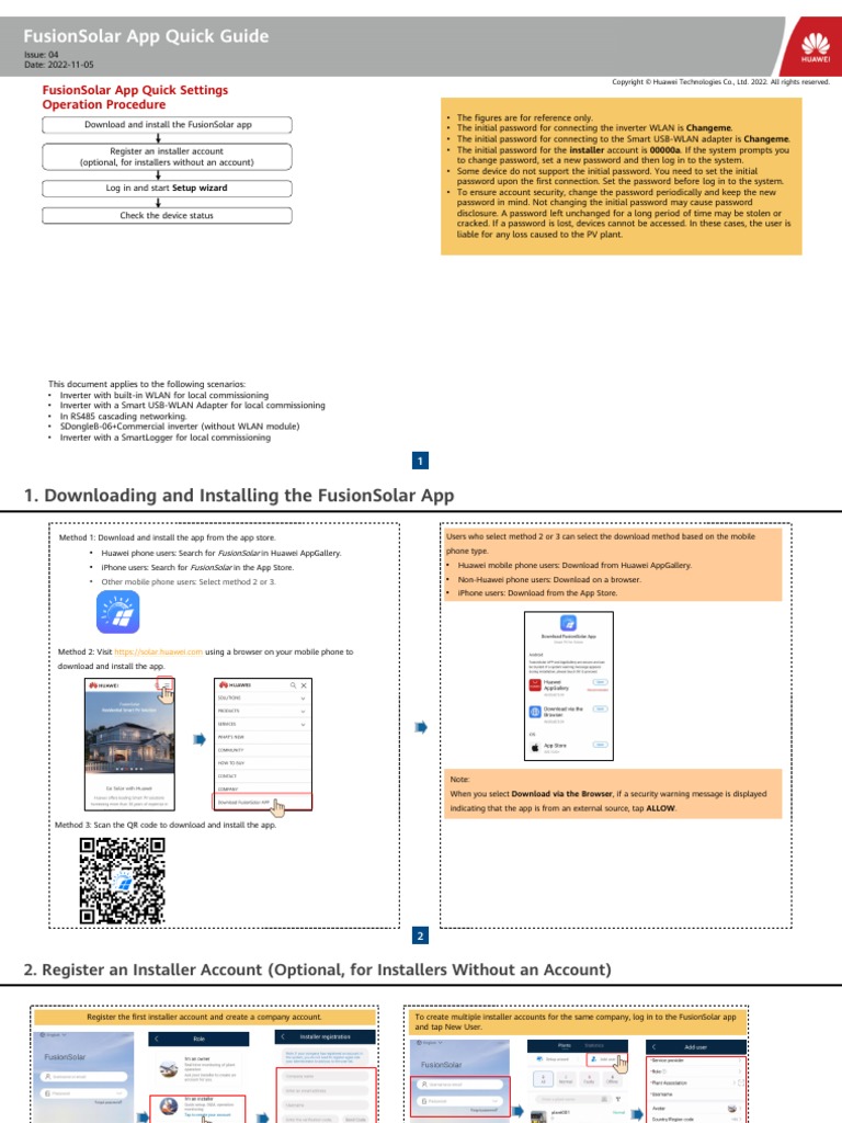 FusionSolar App Quick Guide | PDF | Mobile App | Qr Code