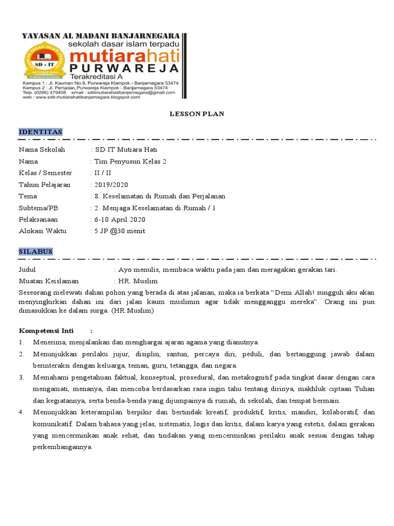 Lesson Plan Identitas | PDF | Sains & Matematika