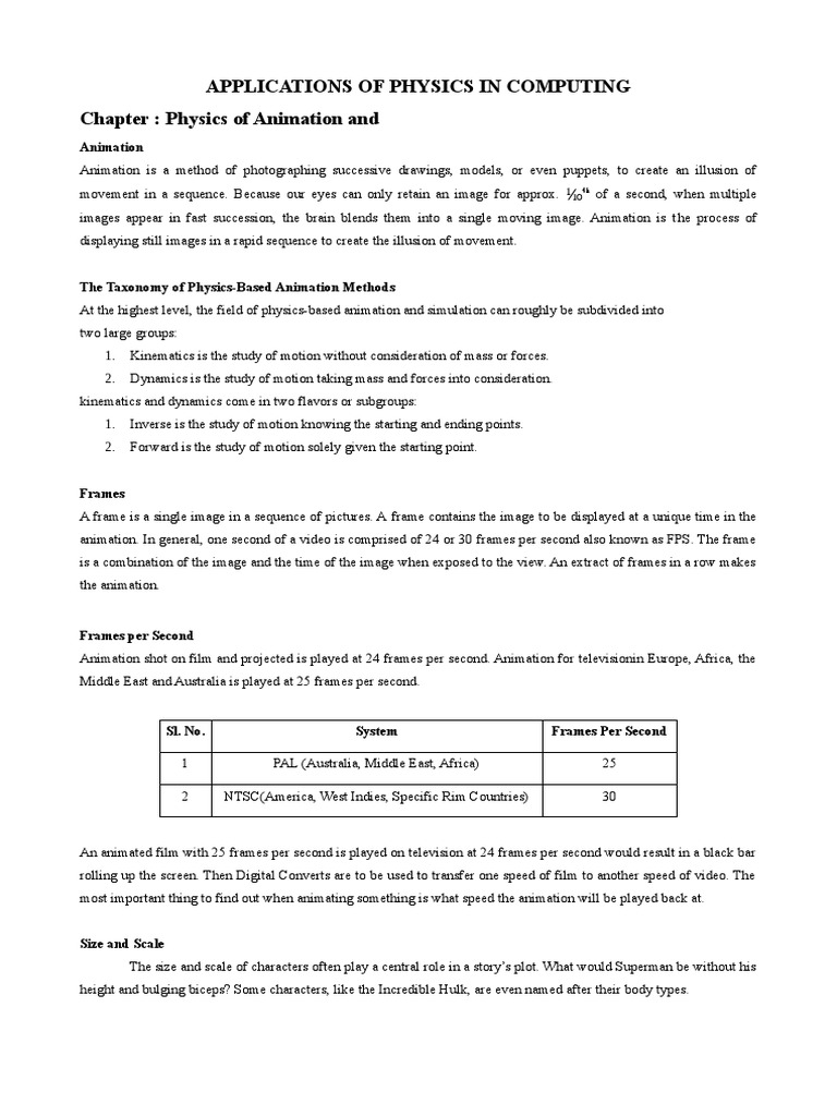 Physics of Animation | PDF | Acceleration | Force