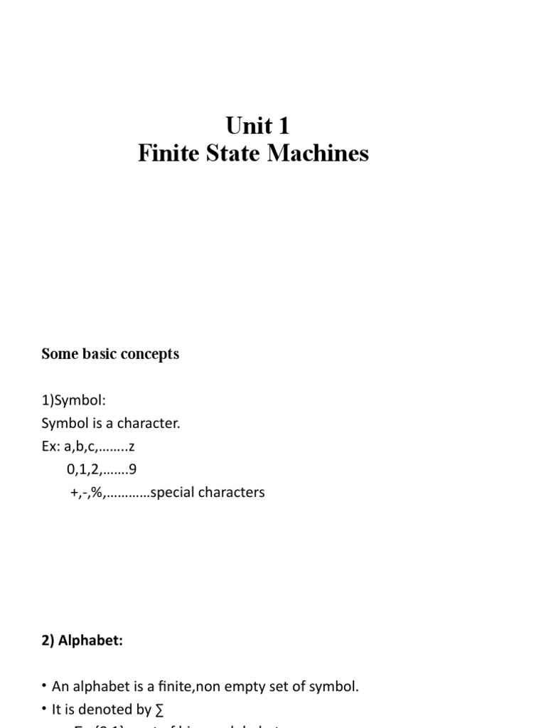 Unit 1: Finite State Machines | PDF | String (Computer Science) | Algorithms