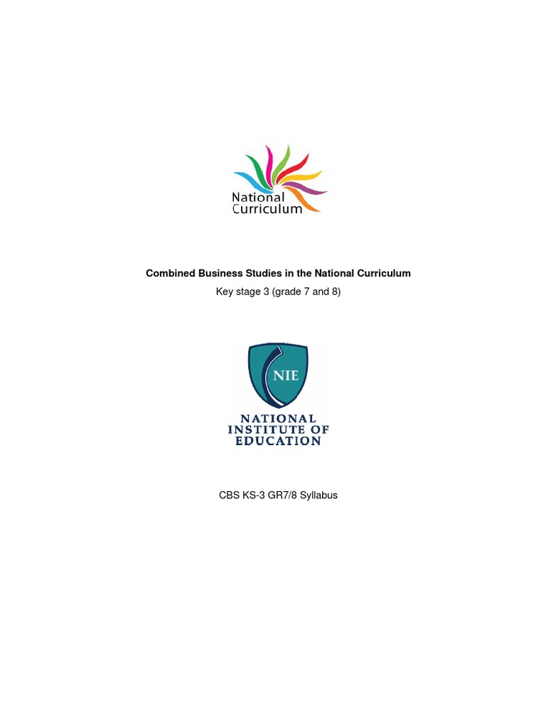 Combined Business Studies in The National Curriculum: Key Stage 3 (Grade 7 and 8) | PDF ...