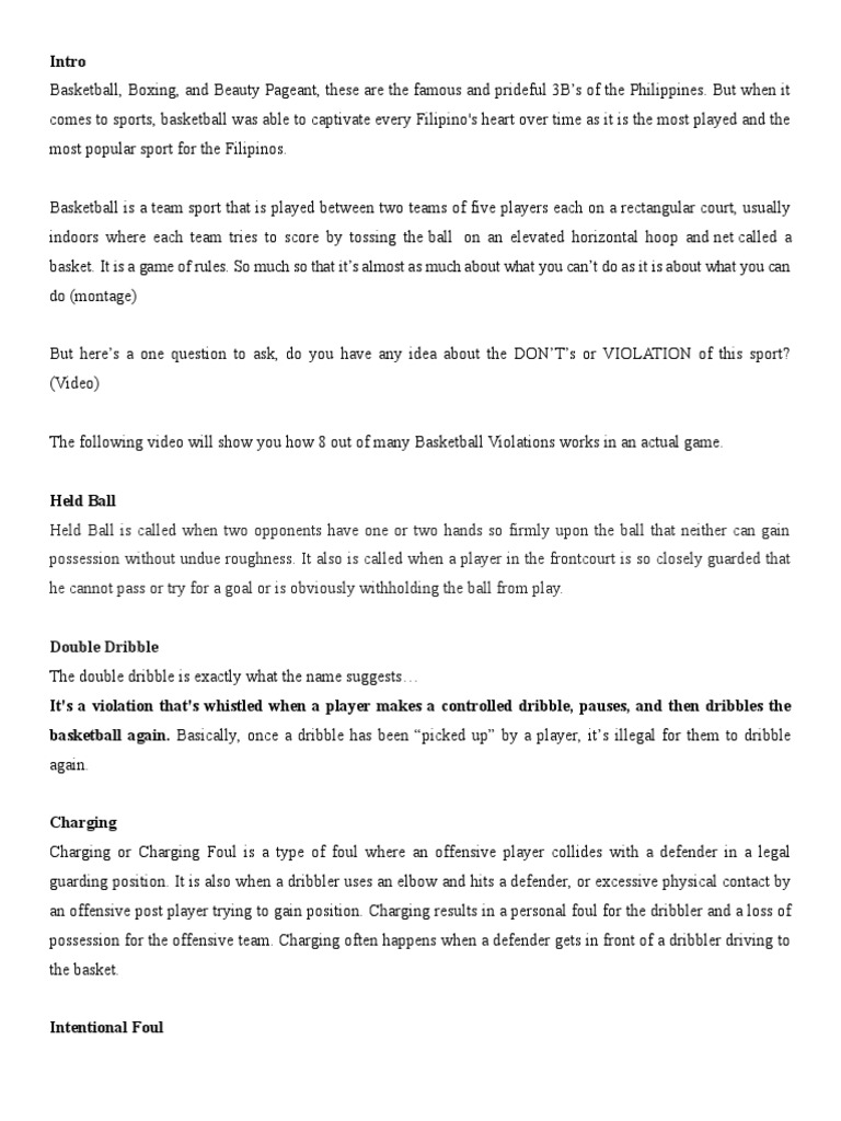 8 Common Basketball Violations Explained | PDF | Basketball Positions ...