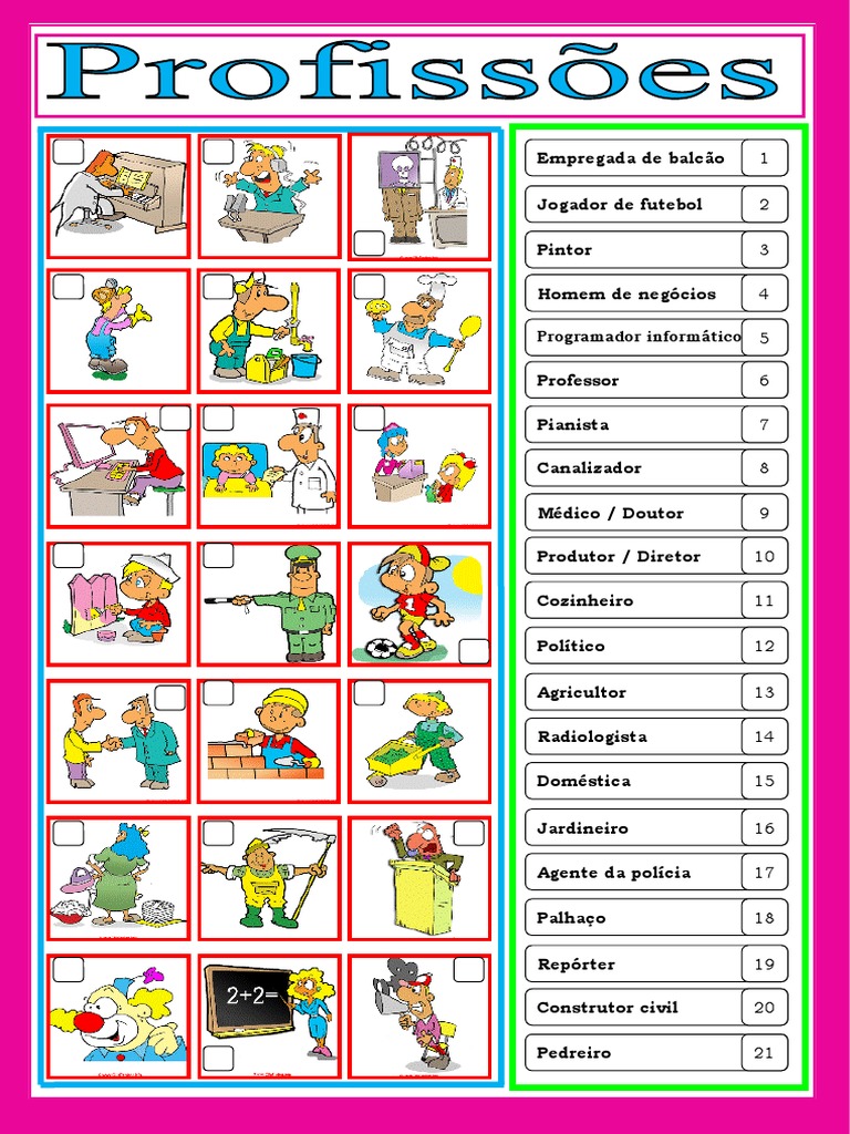 Profissoes Ficha de Trabalho - 20608 | PDF
