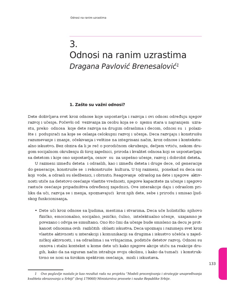 Odnosi Na Ranim Uzrastima | PDF