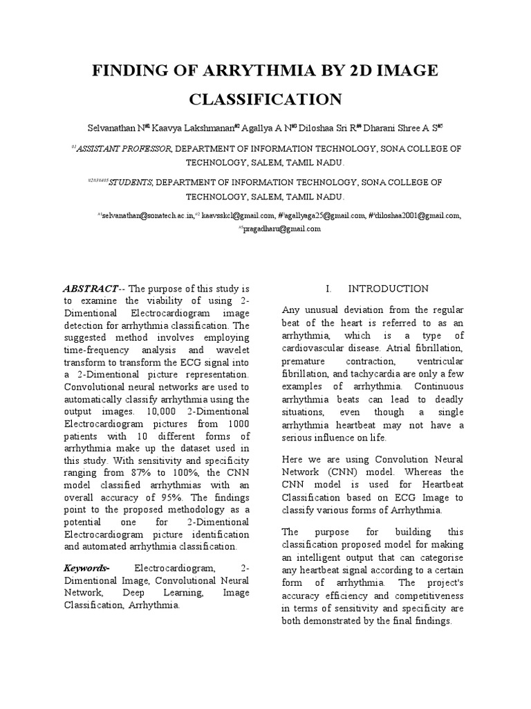 Finding of Arrythmia by 2D Image Classification | PDF | Machine ...