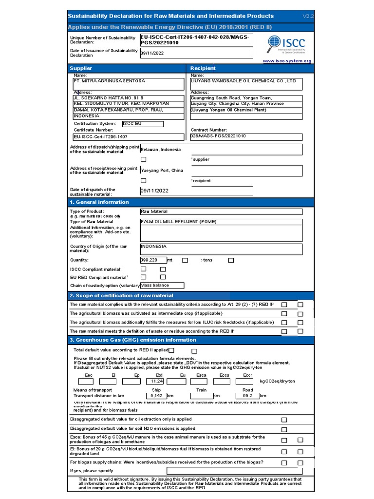 Applies Under The Renewable Energy Directive (EU) 2018/2001 (RED II ...