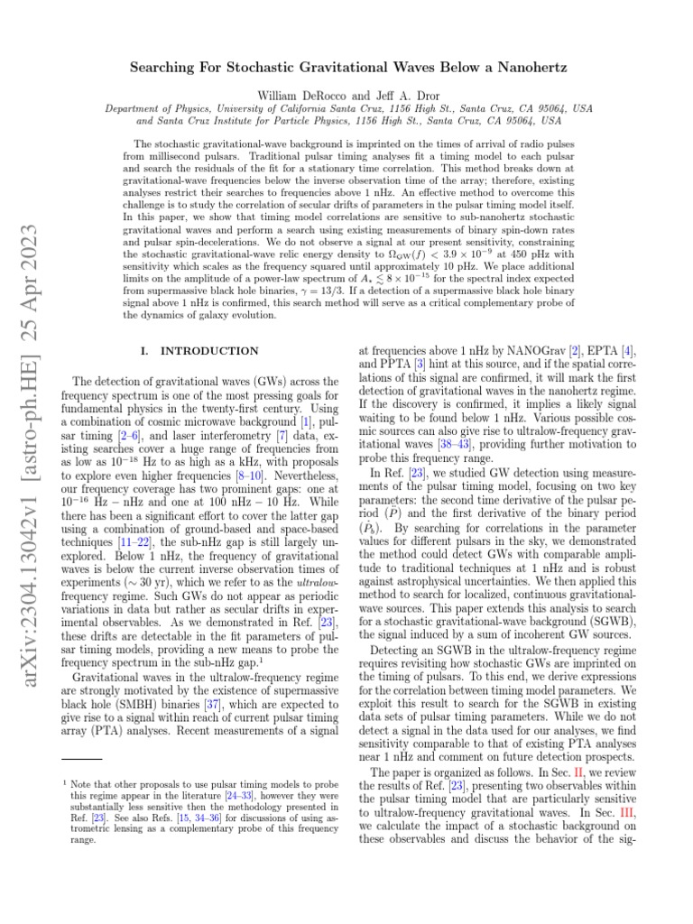 Gravitational Waves Below 1 nHz | PDF | Gravitational Wave | Spectral Density