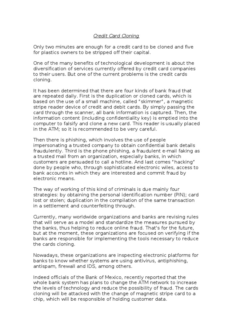 Credit Card Cloning | PDF | Automated Teller Machine | Applications Of ...