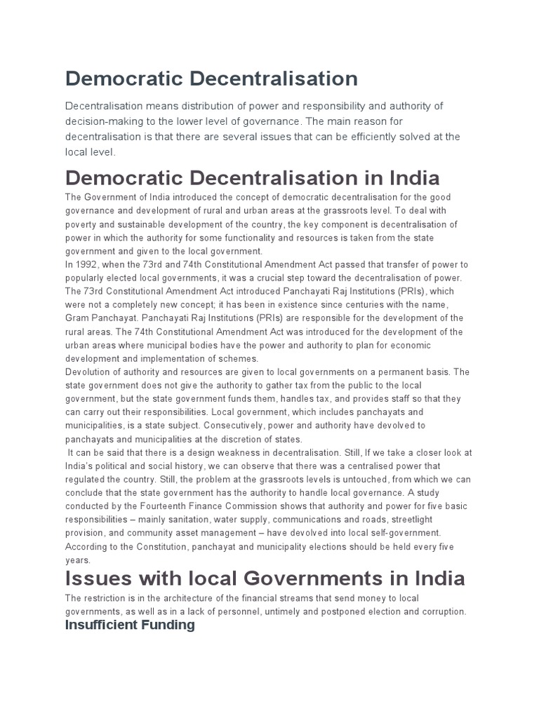 Democratic Decentralisation | PDF | Governance | Economies